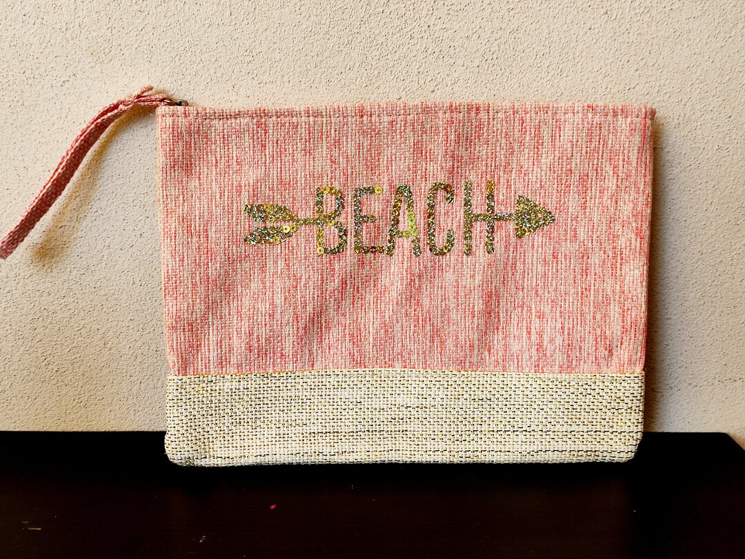 Wicker Pink Red Envelope Bag With Sequins Wicker Clutch Bag Evening ...