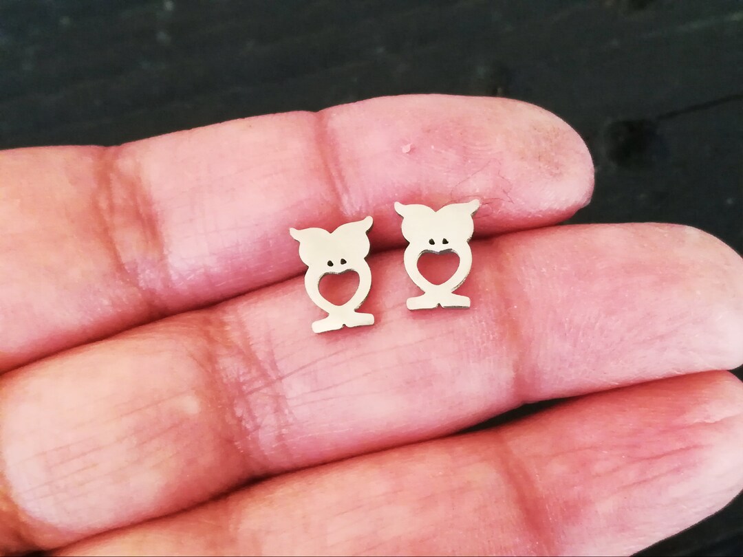 Stainless Steel Silver Owl Earring Silver Owl Figurine Earrings Unisex ...