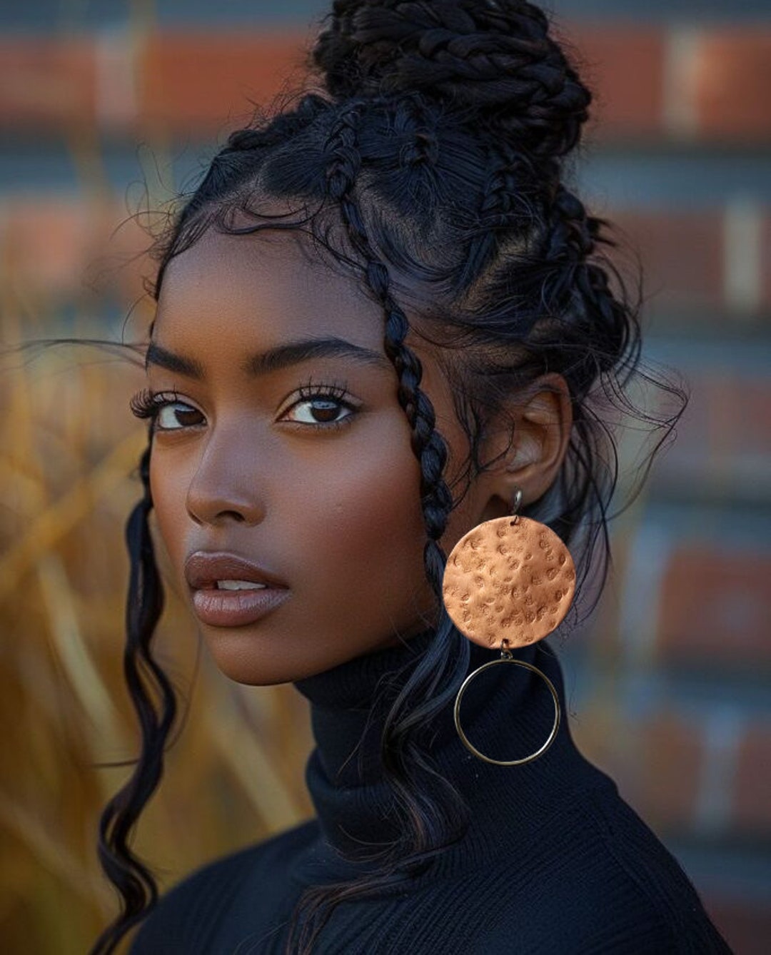 Handmade Copper Moon Earrings, Red Full Moon Earrings, Moon and Sun Earrings, Hammered Moon ...