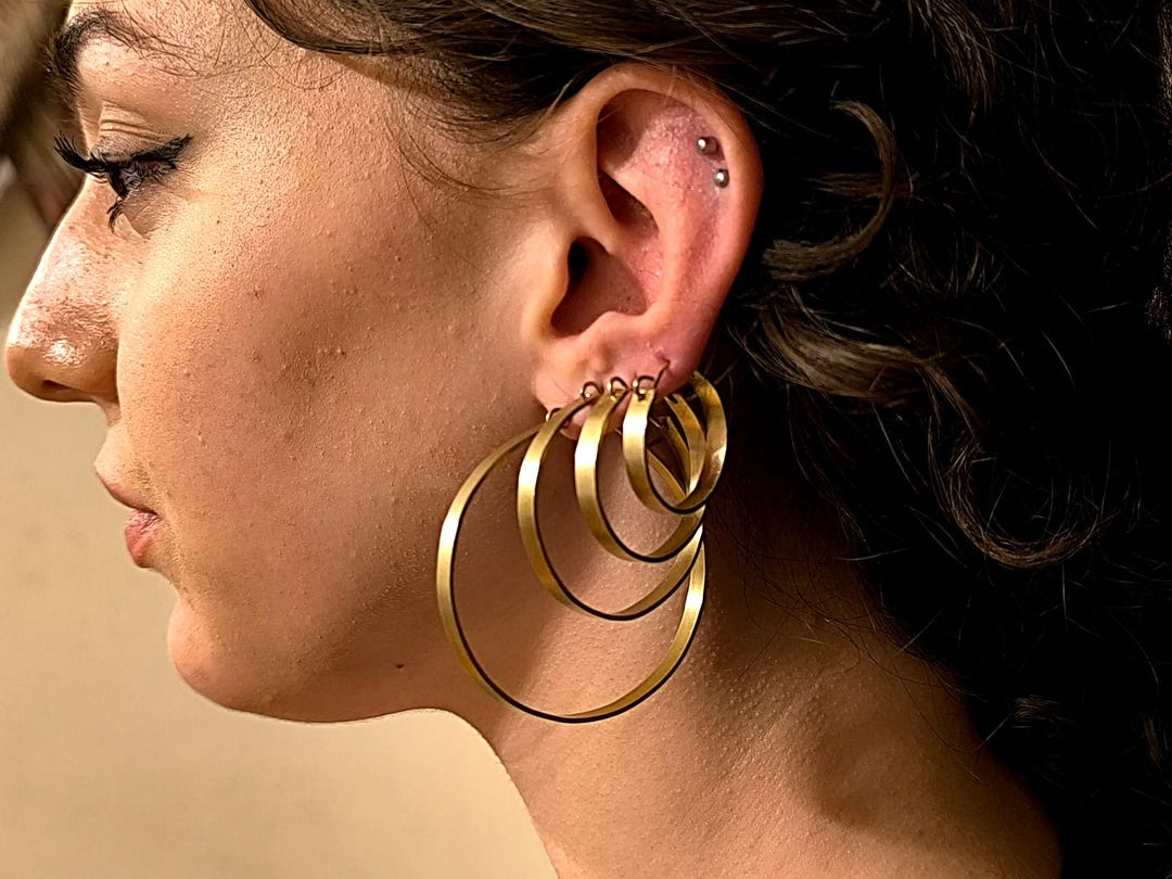 Handmade Brass Hoop Earrings, Boho Minimalist Style, Wedding Jewelry ...