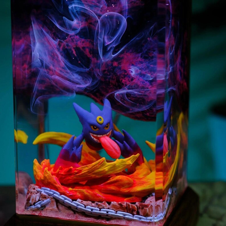 Gengar Mega Evolution Pokémon Night Light Resin Epoxy Lamp, Handmade ...