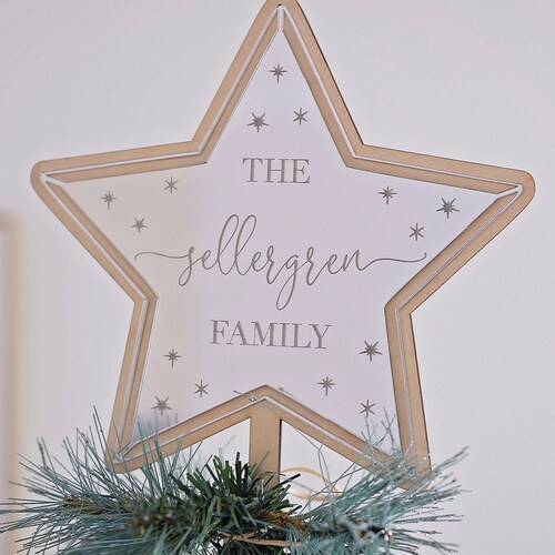 Christmas Tree Topper Star Scandi Christmas Engraved Custom - Etsy