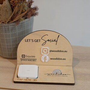 Square Reader Dock Payment Station Social Media Sign Custom Logo Wood ...