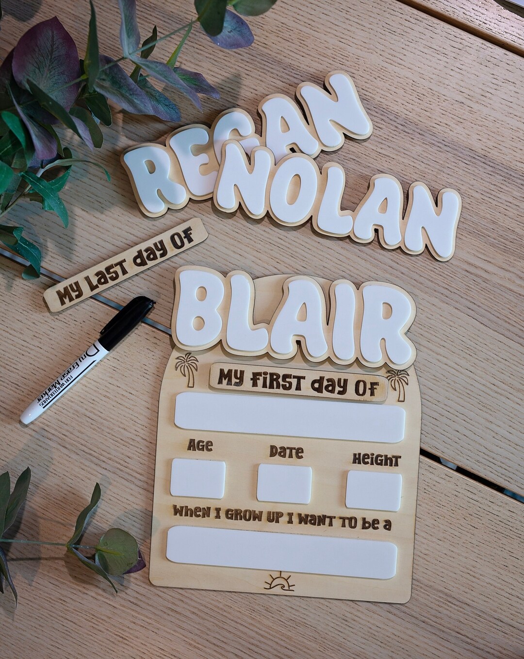 Personalised First Day Board, Woodidooau First Day Board, Kids First ...