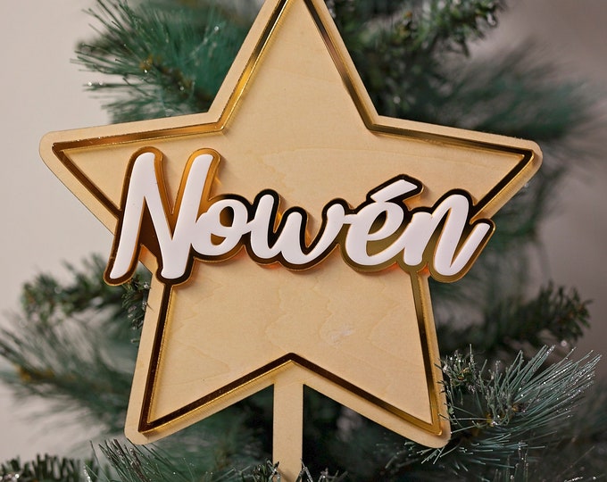 Personalised Tree Topper 3D Mirror Laser Cutting File, Svg, Vector File ...