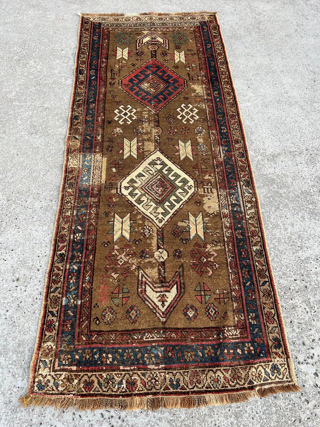 Antique, Circa 1920 Hand-knotted Oriental Runner, 7’9”X3’2” - Etsy