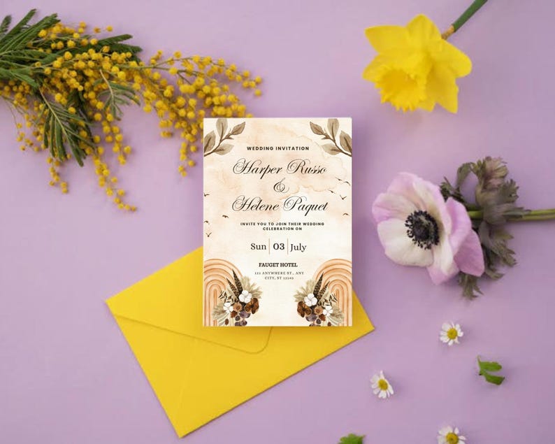 Floral Wedding Invitation Printable | Instant Download Digital Product ...