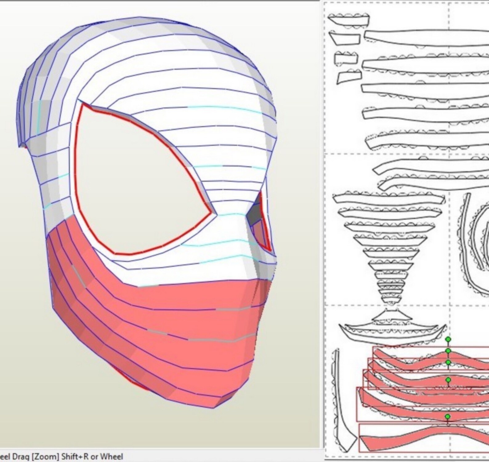 DIY Spiderman faceshell Papercraft patrón plantilla Pepakura archivo ...