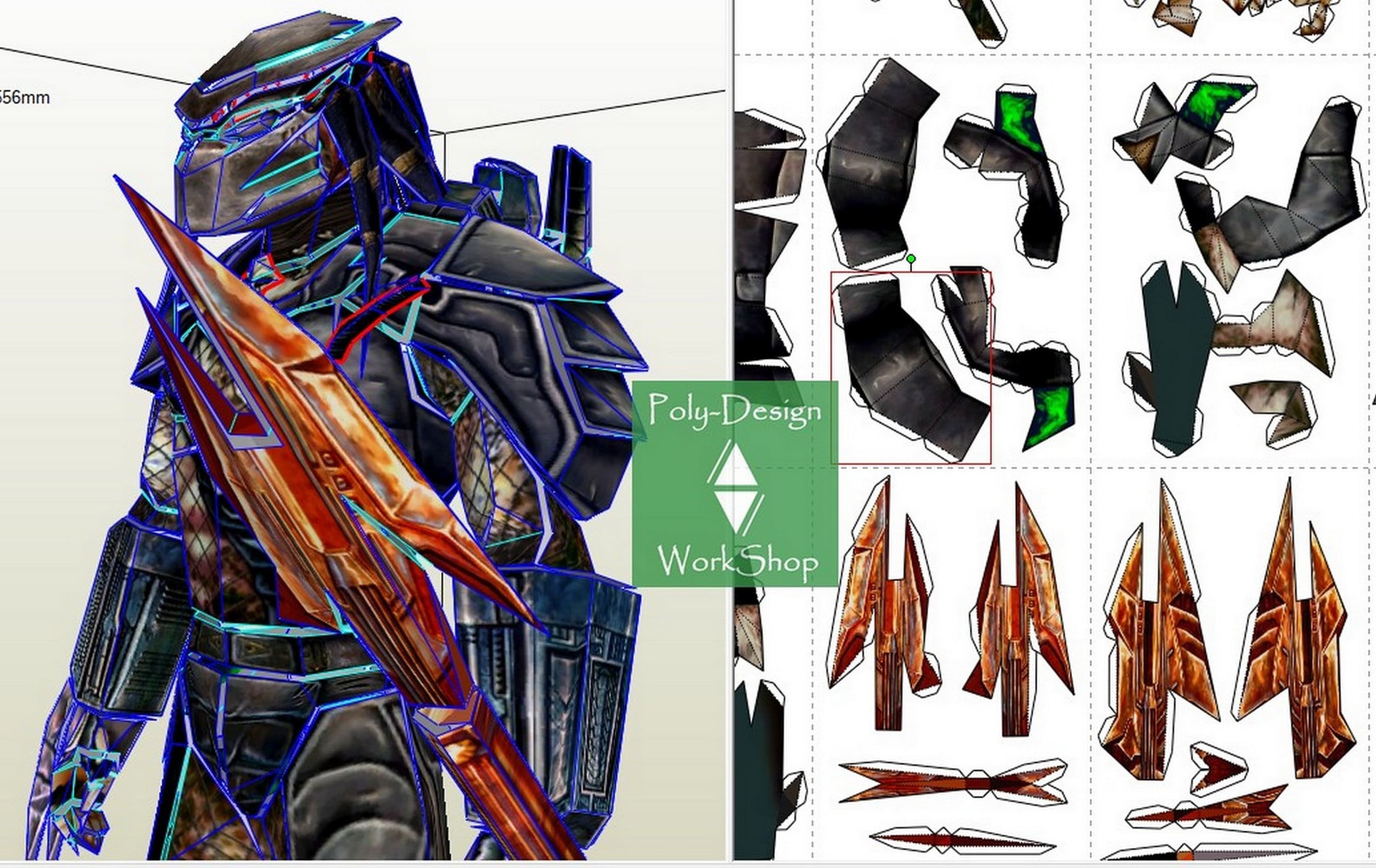 Papercrafts Predator Full Body Handmade Modèles PDF PDF & PDO Pepakura ...