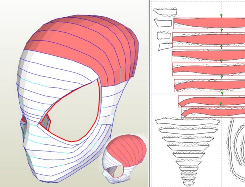 DIY Spiderman faceshell Papercraft pattern template Pepakura file Pdo ...
