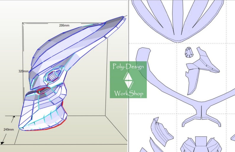 DIY Predator Helmet EVA Foam Helmet Pattern Template Pepakura File Pdo ...