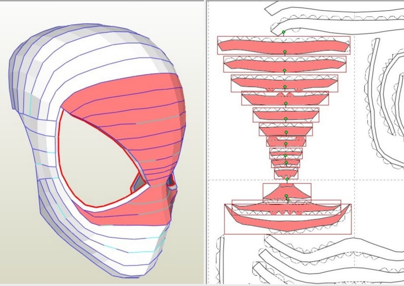 DIY Spiderman Faceshell Papercraft Pattern Template Pepakura File Pdo ...