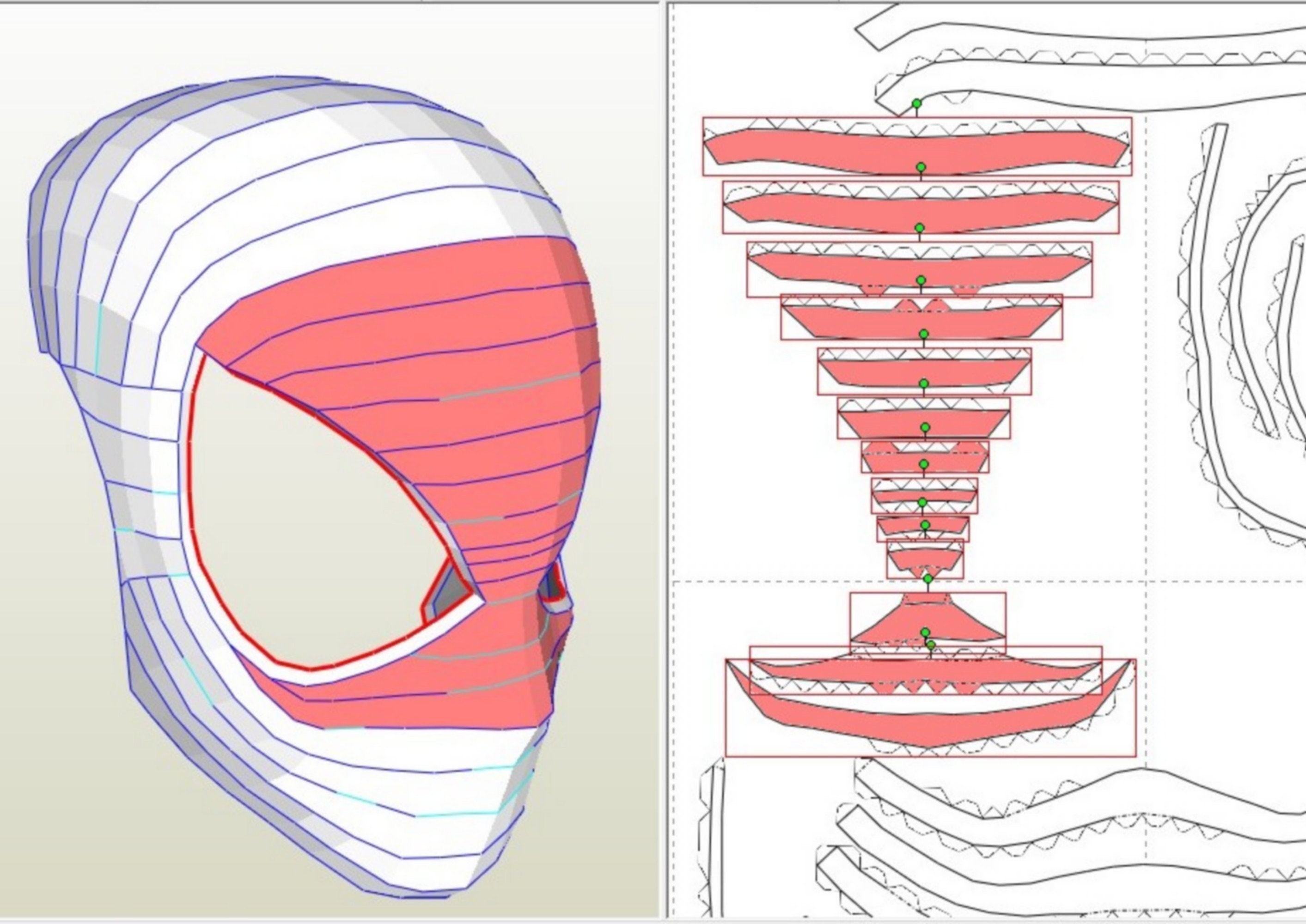 DIY Spiderman Faceshell Papercraft Pattern Template Pepakura File Pdo ...