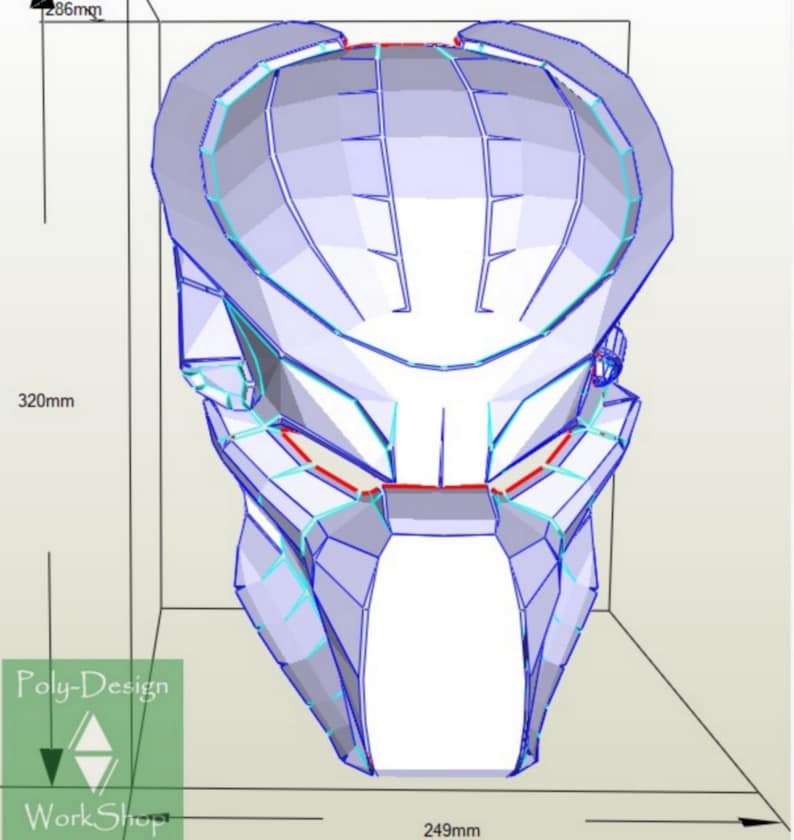 DIY Predator Helmet EVA Foam Helmet Pattern Template Pepakura File Pdo ...