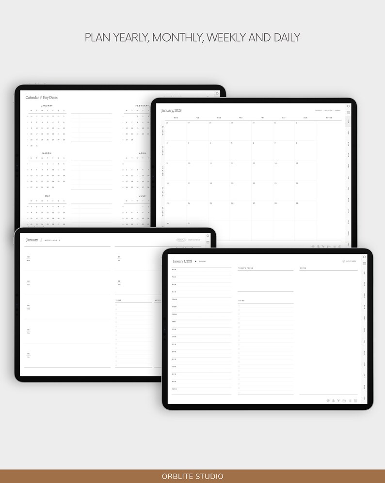2023 Digital Planner, Digital Planner, Minimal Hyperlinked Planner for ...