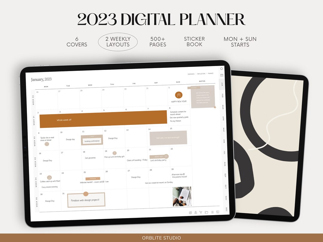 2023 Digital Planner, Digital Planner, Minimal Hyperlinked Planner for Goodnotes, iPad Planner ...