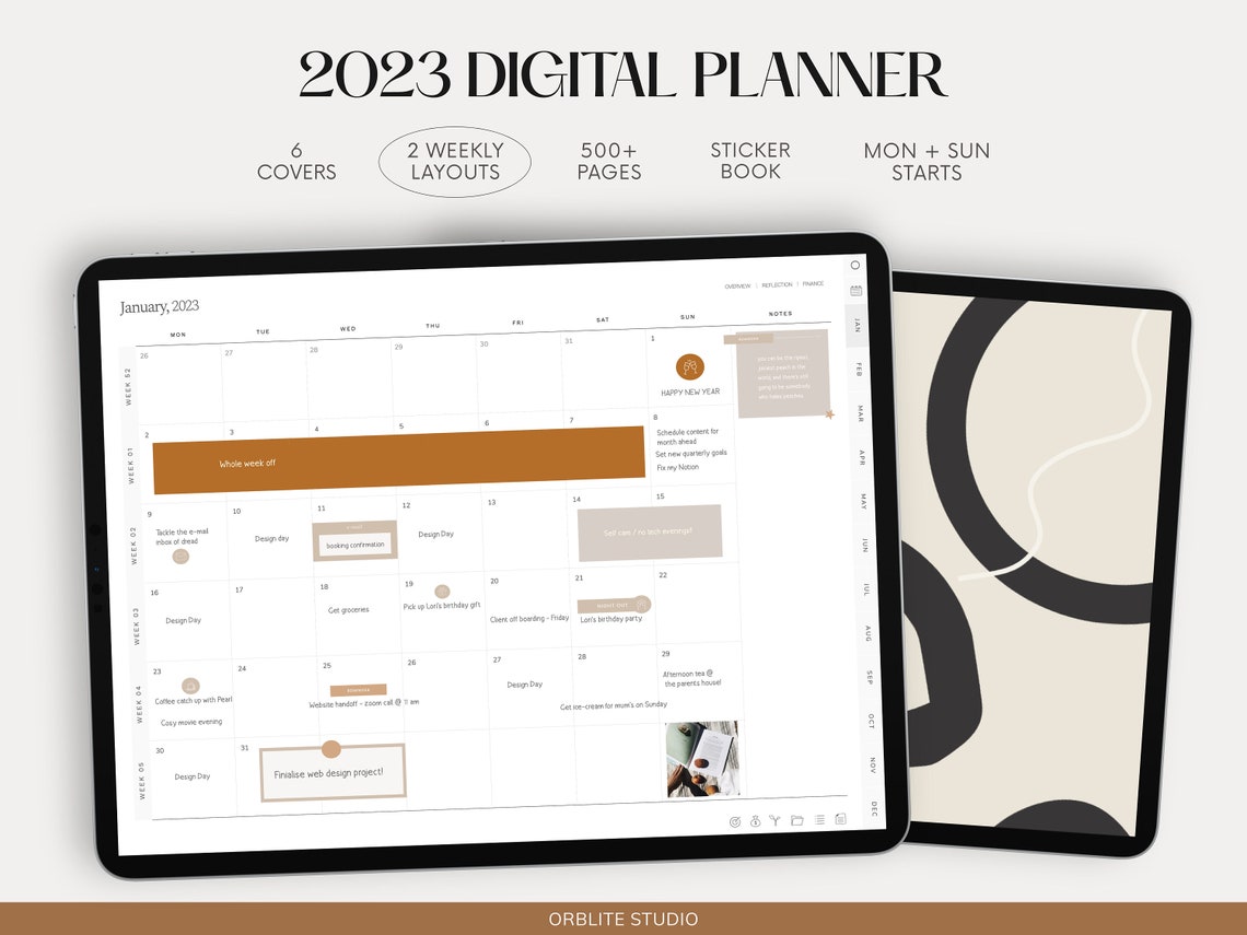 2023 Digital Planner Digital Planner Minimal Hyperlinked - Etsy