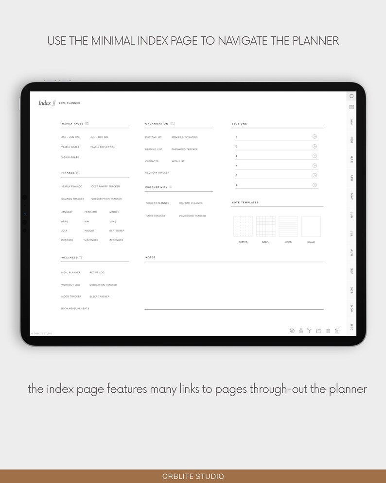 2023 Digital Planner, Digital Planner, Minimal Hyperlinked Planner for ...