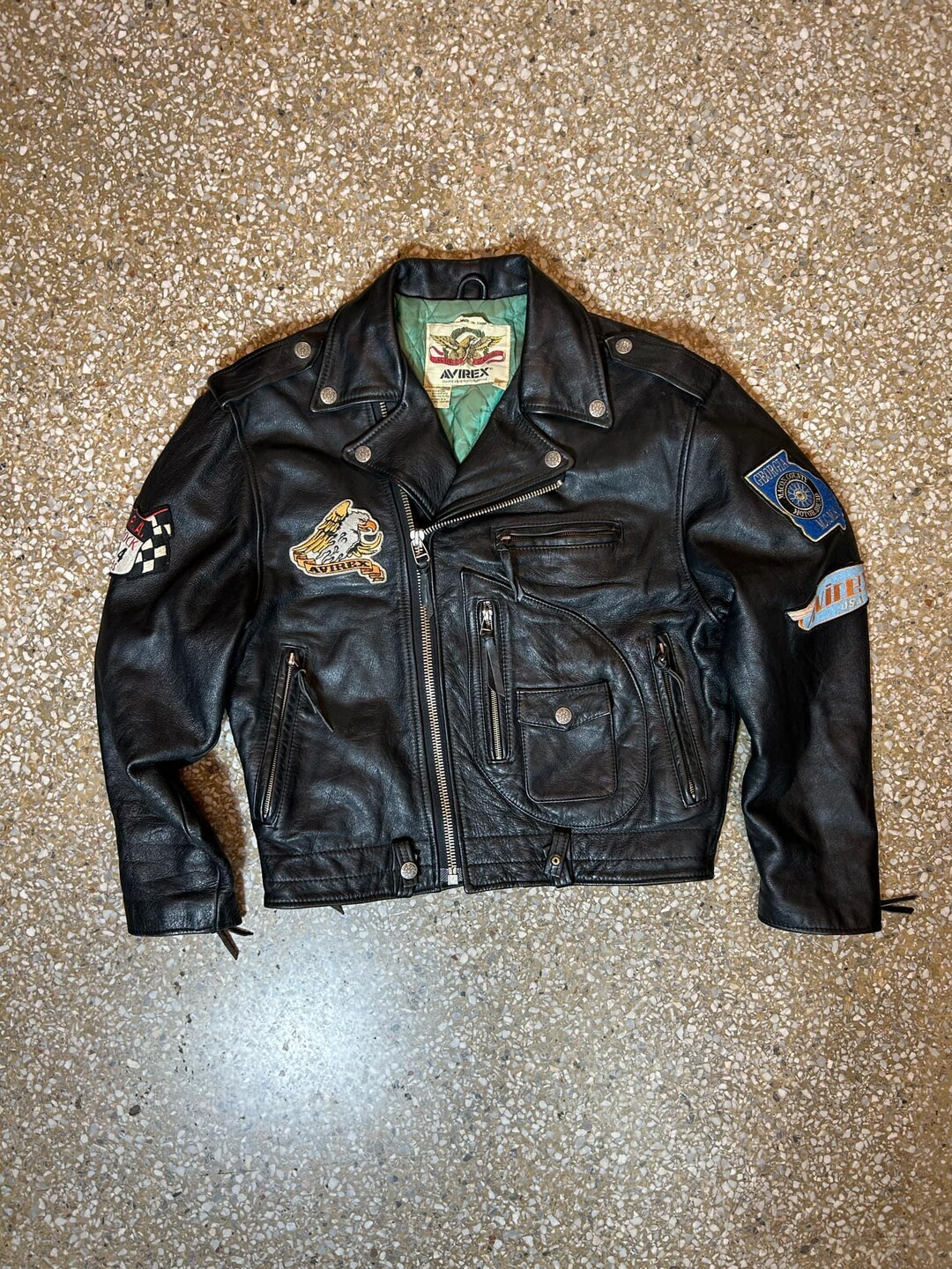 Rare Avirex Leather Motorcycle Jacket Flatrock Pro 4 Series Retro ...
