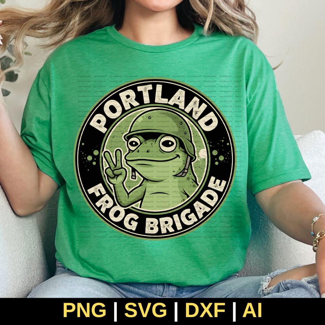 Portland Frog Brigade PNG SVG DXF Ai, Protest Activist Frog, Frogs ...