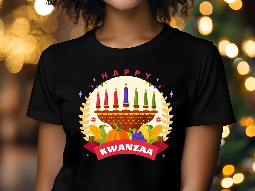 Happy Kwanzaa Seven Principles of Kwanzaa Kinara Men Women T-shirt ...