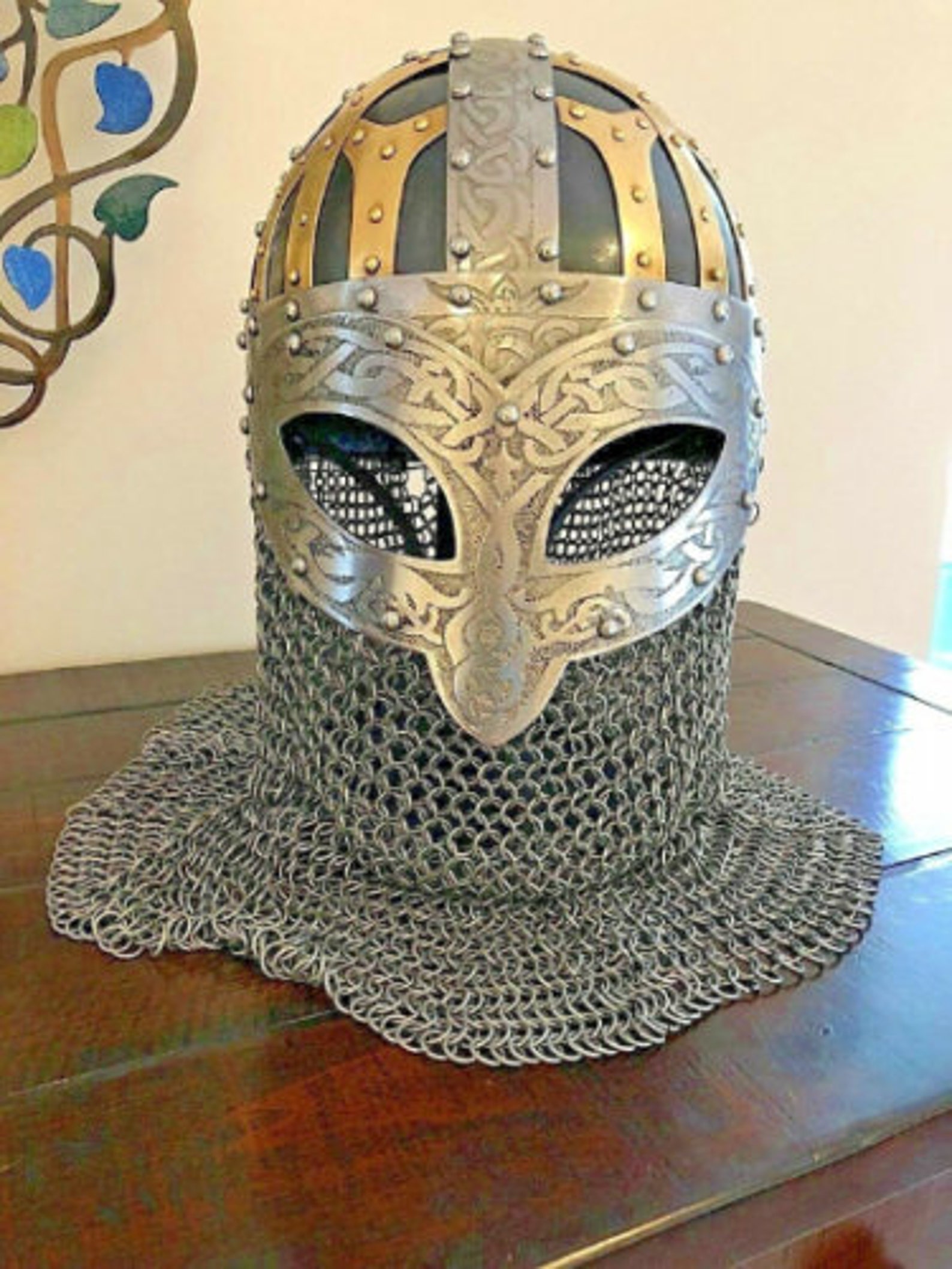 Viking Helmet Vendel Sca Larp Helmet 14 Gauge Steel and Brass - Etsy