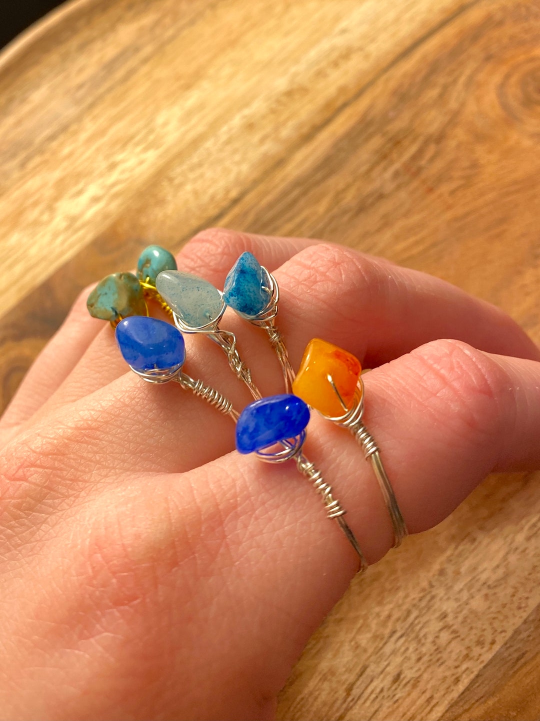 Color Burst Stone Rings - Etsy