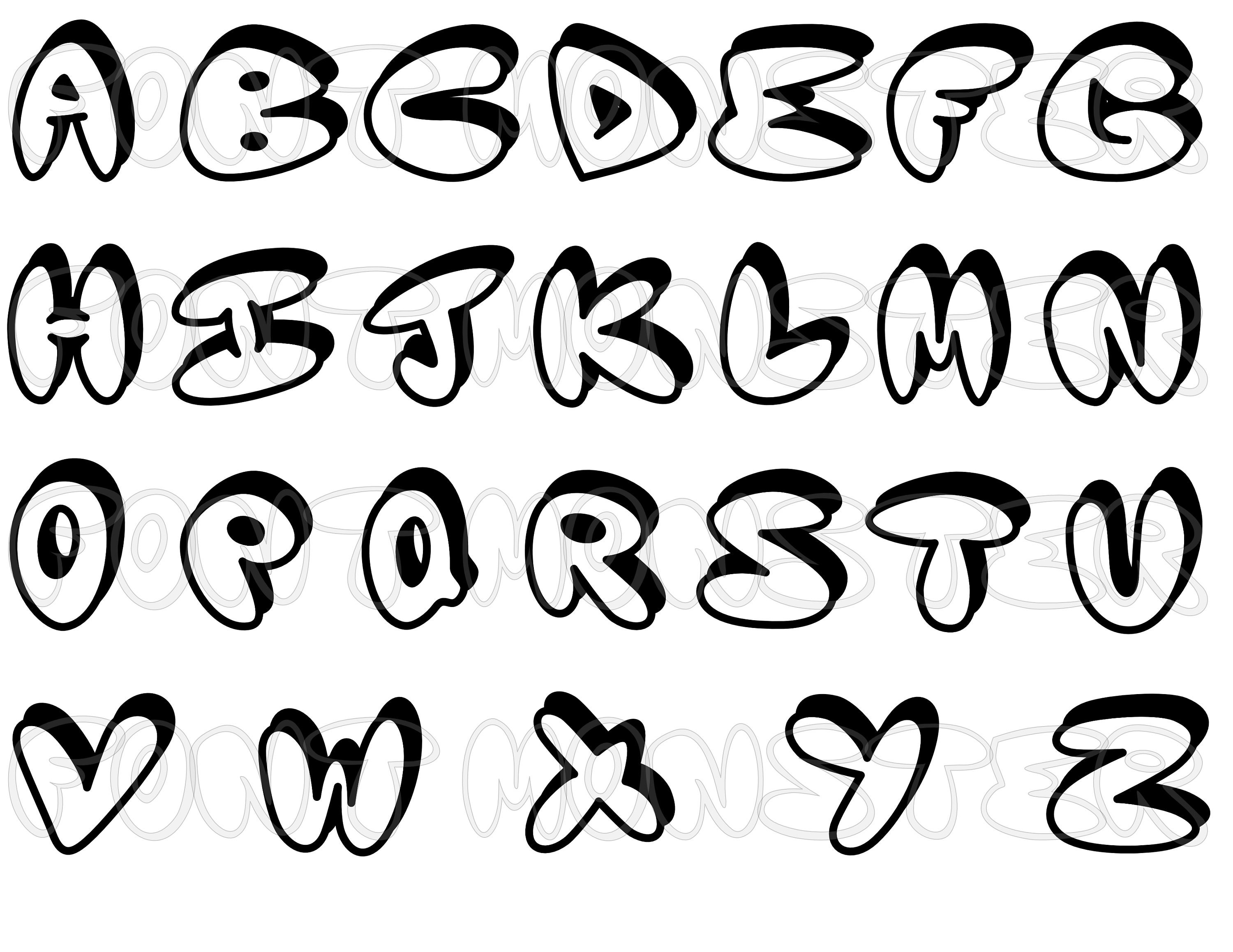 Bubble Letters Alphabet Graffiti Urban Schrift Cricut PNG SVG Digital ...