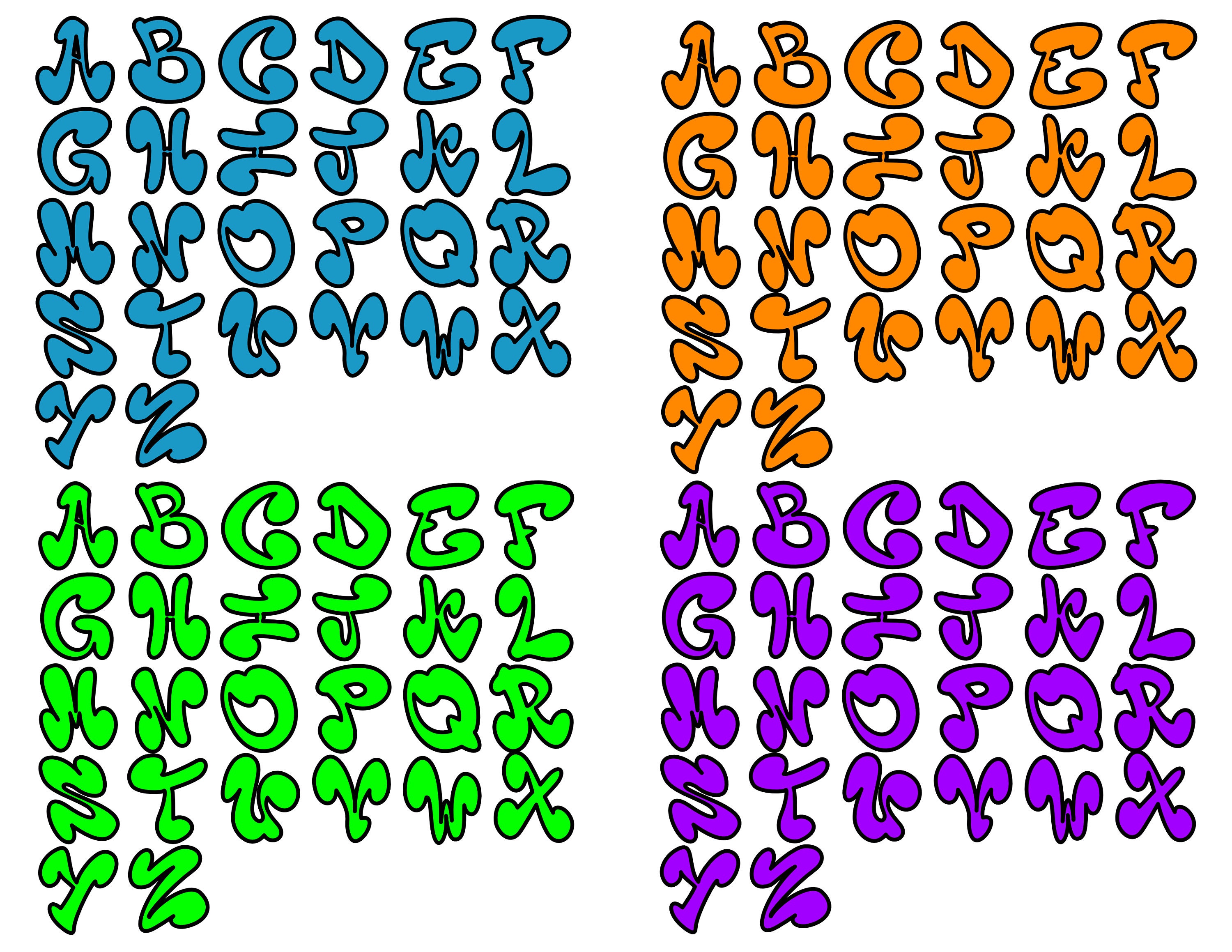 Bubble Letters Alphabet Graffiti Lowercase