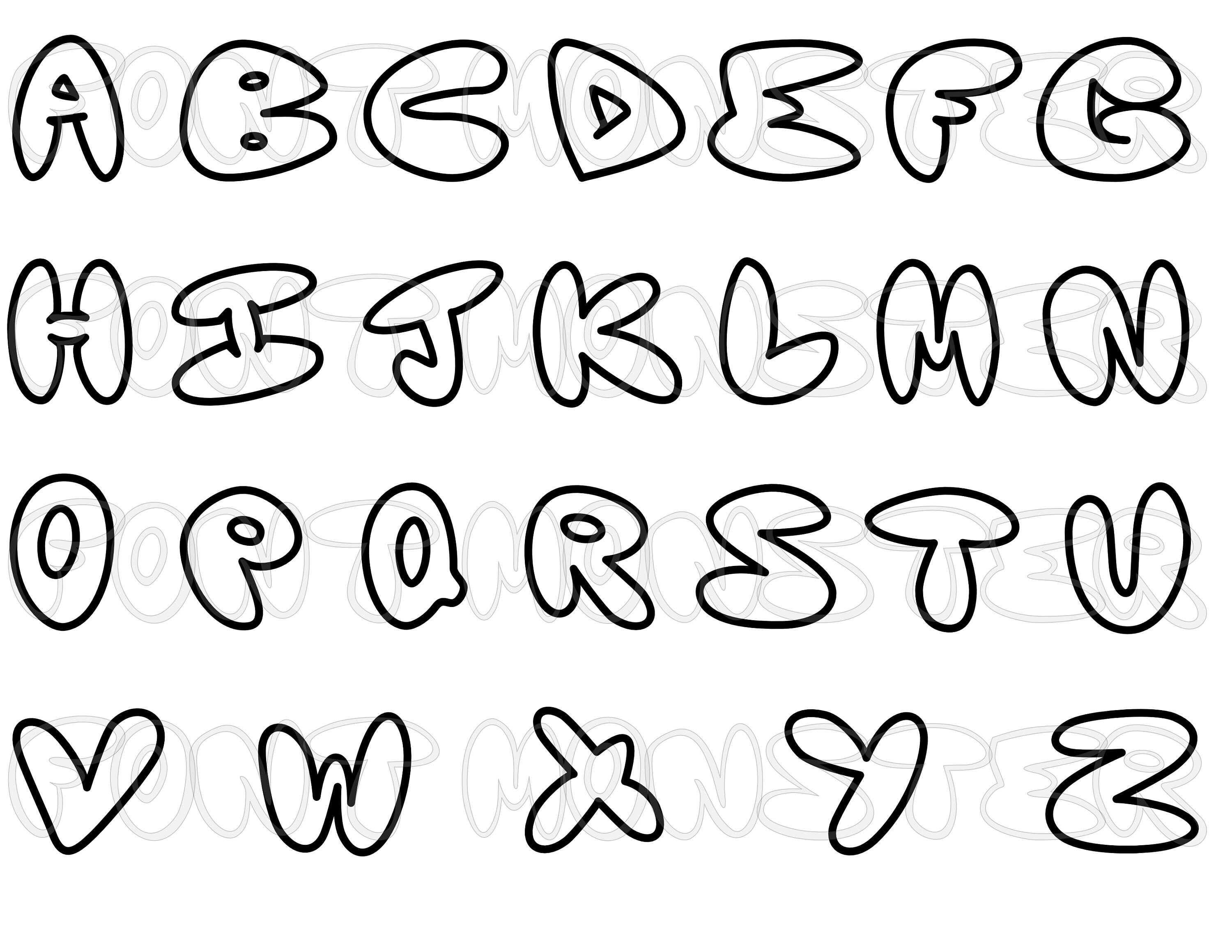 Bubble Letters Alphabet Graffiti Urban Schrift Cricut PNG SVG Digital ...