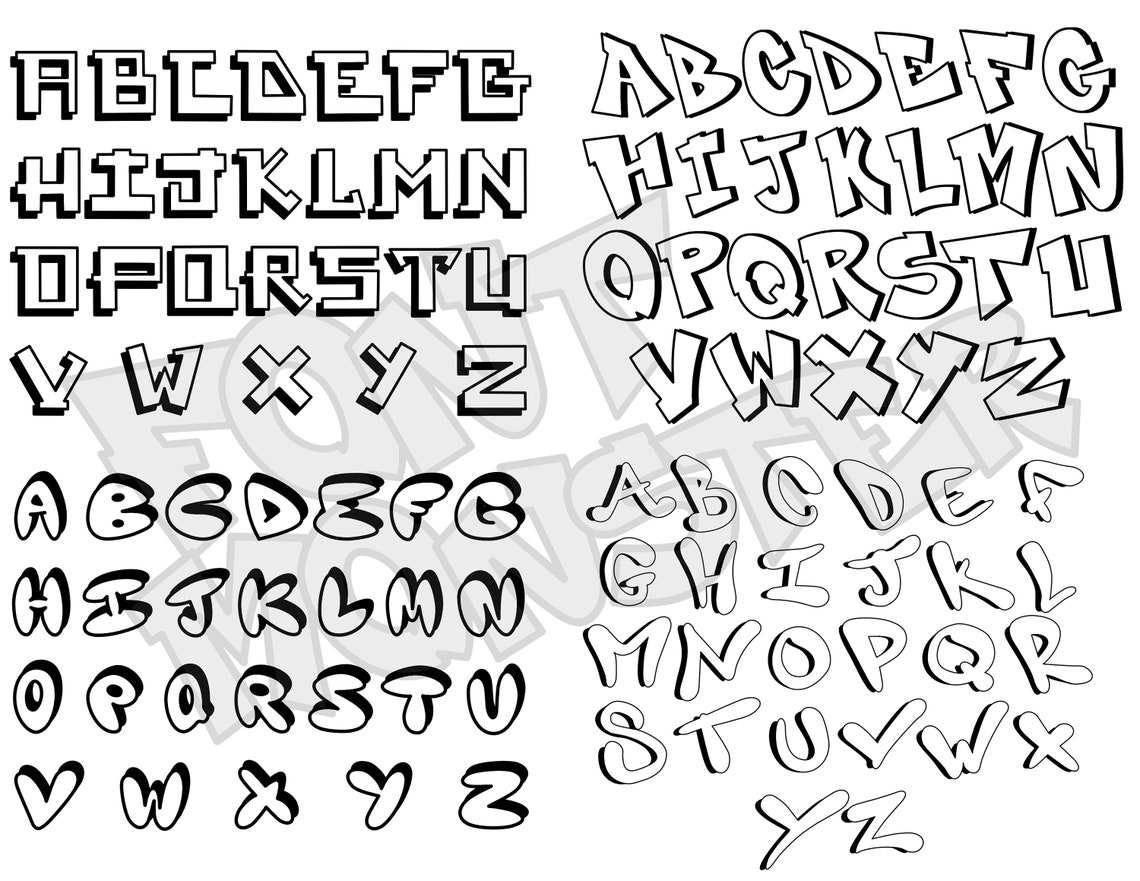 Bubble Block Box Urban Graffiti Buchstaben Schrift Alphabet SVG PNG ...