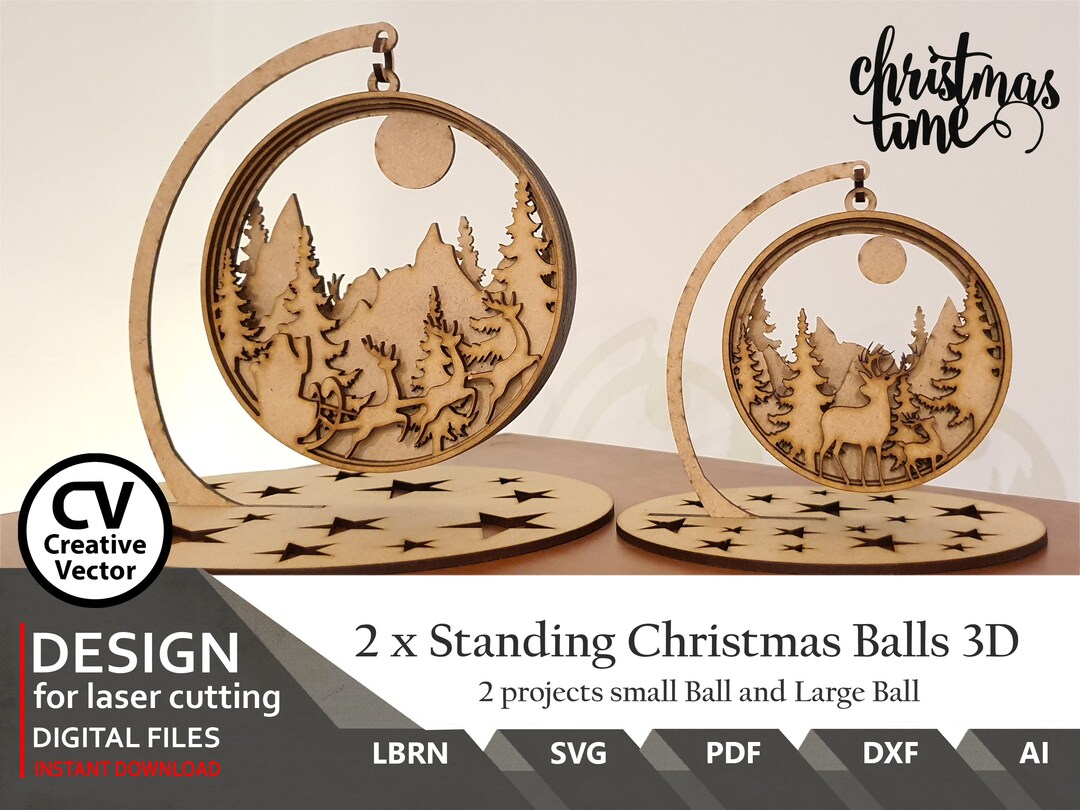 3D Christmas Ball Files for Laser Cut : SVG DXF LBRN (digital Download ...