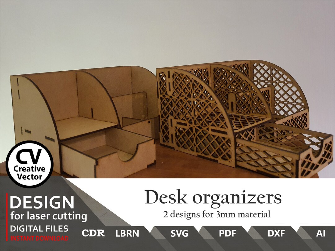 Desk Organizer | 2 Designs | Box | Desk Box | Svg | Dxf | Pdf | Laser ...