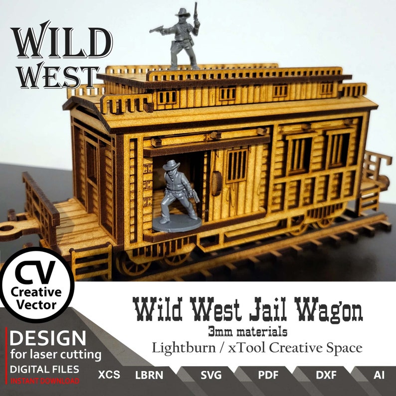Wild West Jail Wagon Files for Laser Cut: 28-34mm Scale (digital ...
