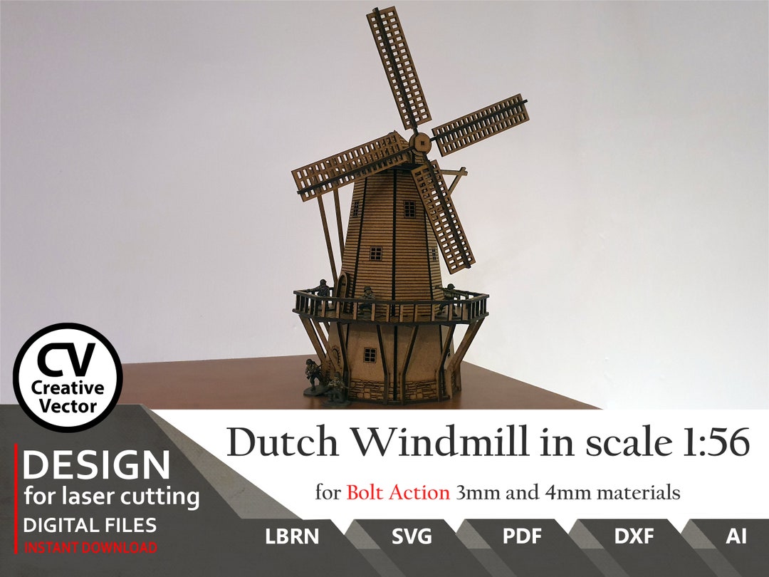 SVG | Ai | Dxf | Scale 28mm | Bolt Action Dutch Windmill | Laser Cut ...