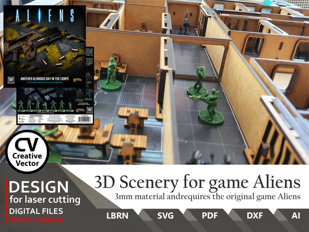 Aliens Board Game 3D Scenery: Files for Laser Cut (SVG DXF) - Etsy