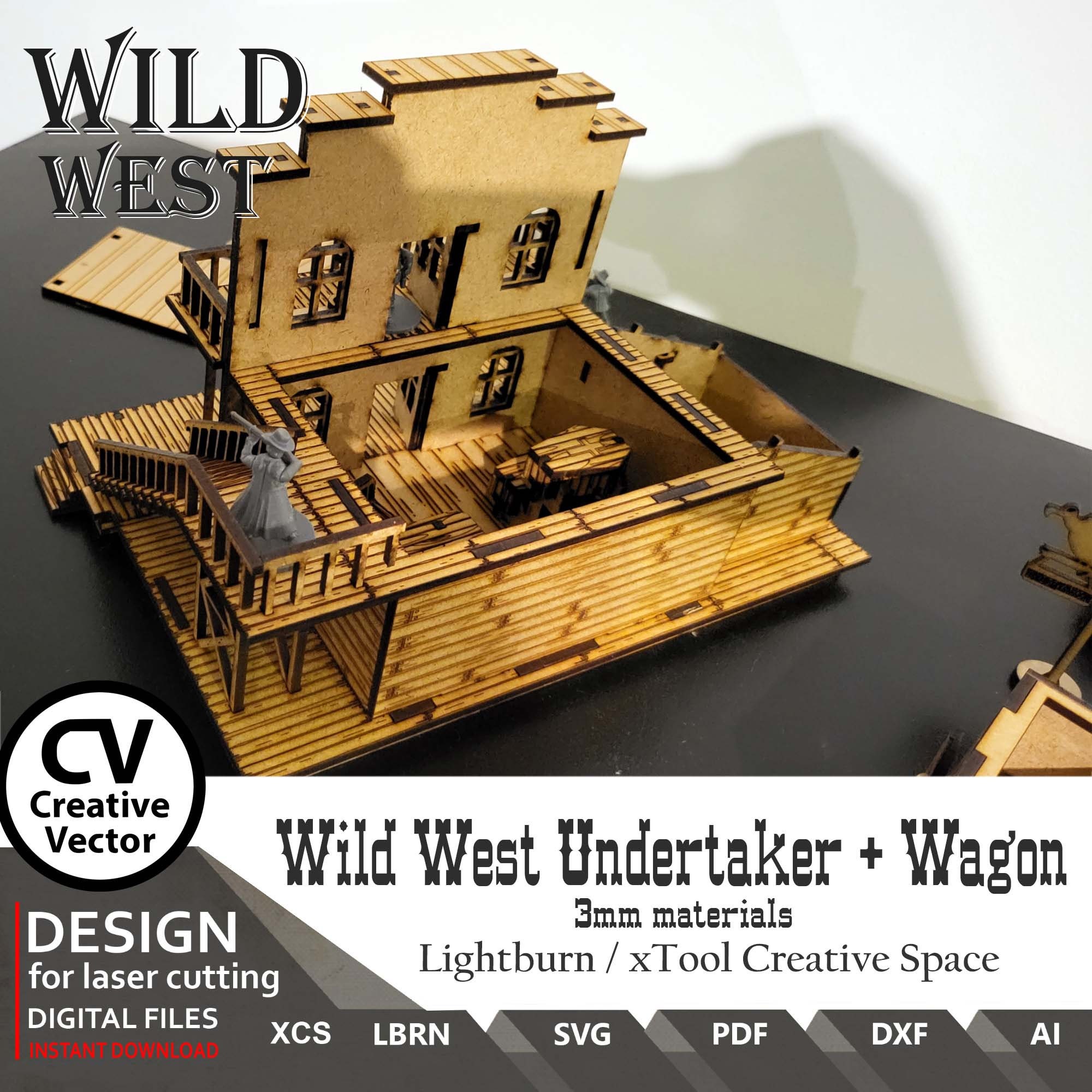 Wild West Undertaker & Wagon Files for Laser Cut: 28-34mm Scale ...