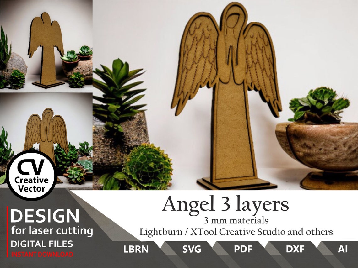 Files for Laser Cut 3D Angel: SVG DXF Ai Lbrn (digital Download) - Etsy