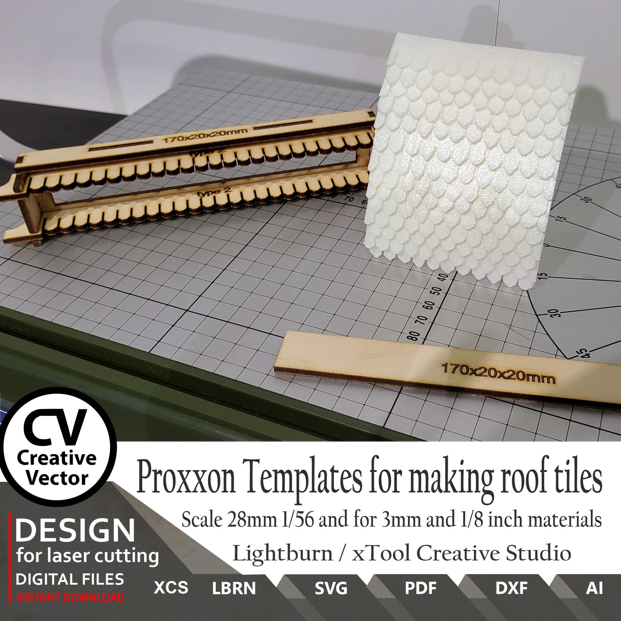 Files for Laser Cut Tool for Proxxon => Roof Tile Templates: 28mm Scale ...