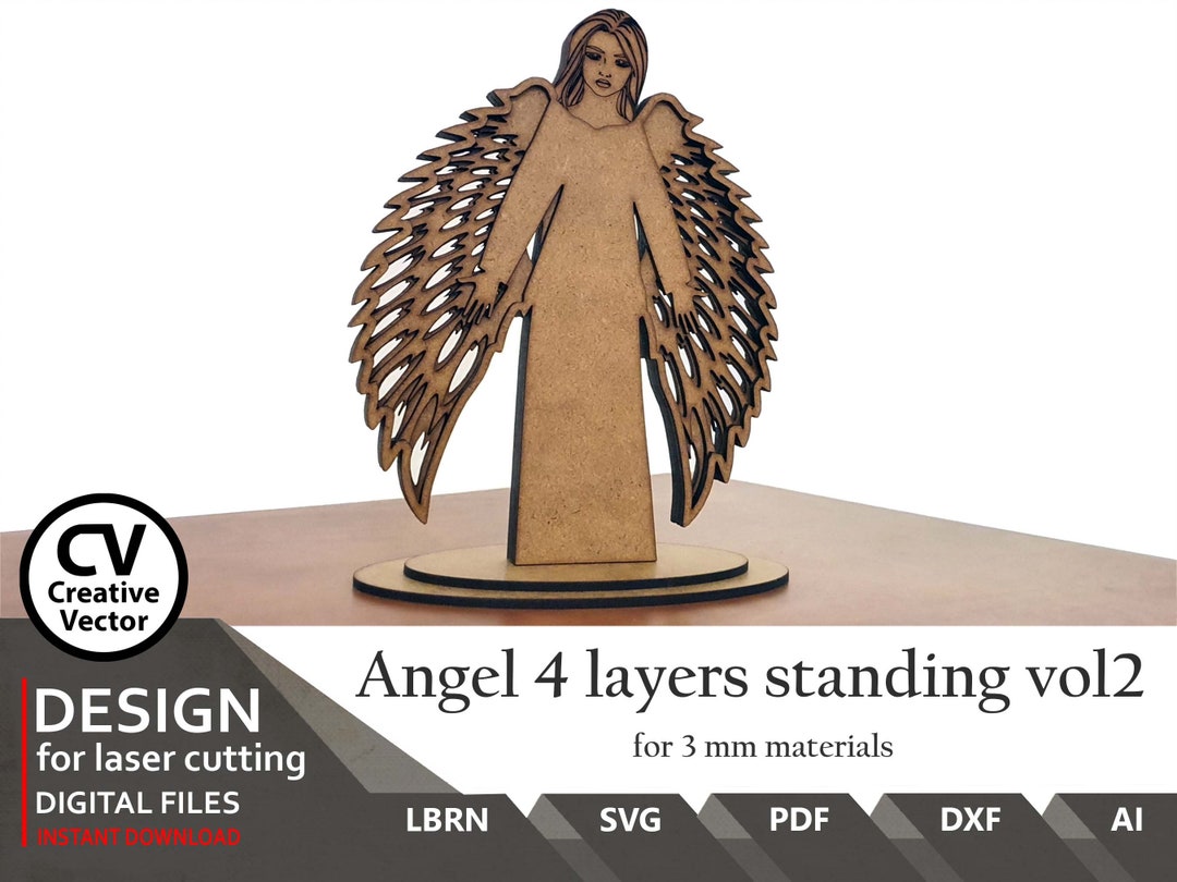 Laser Cut Files Angel 4 Layers Standing Vol 2 | SVG | Angel | Layers ...