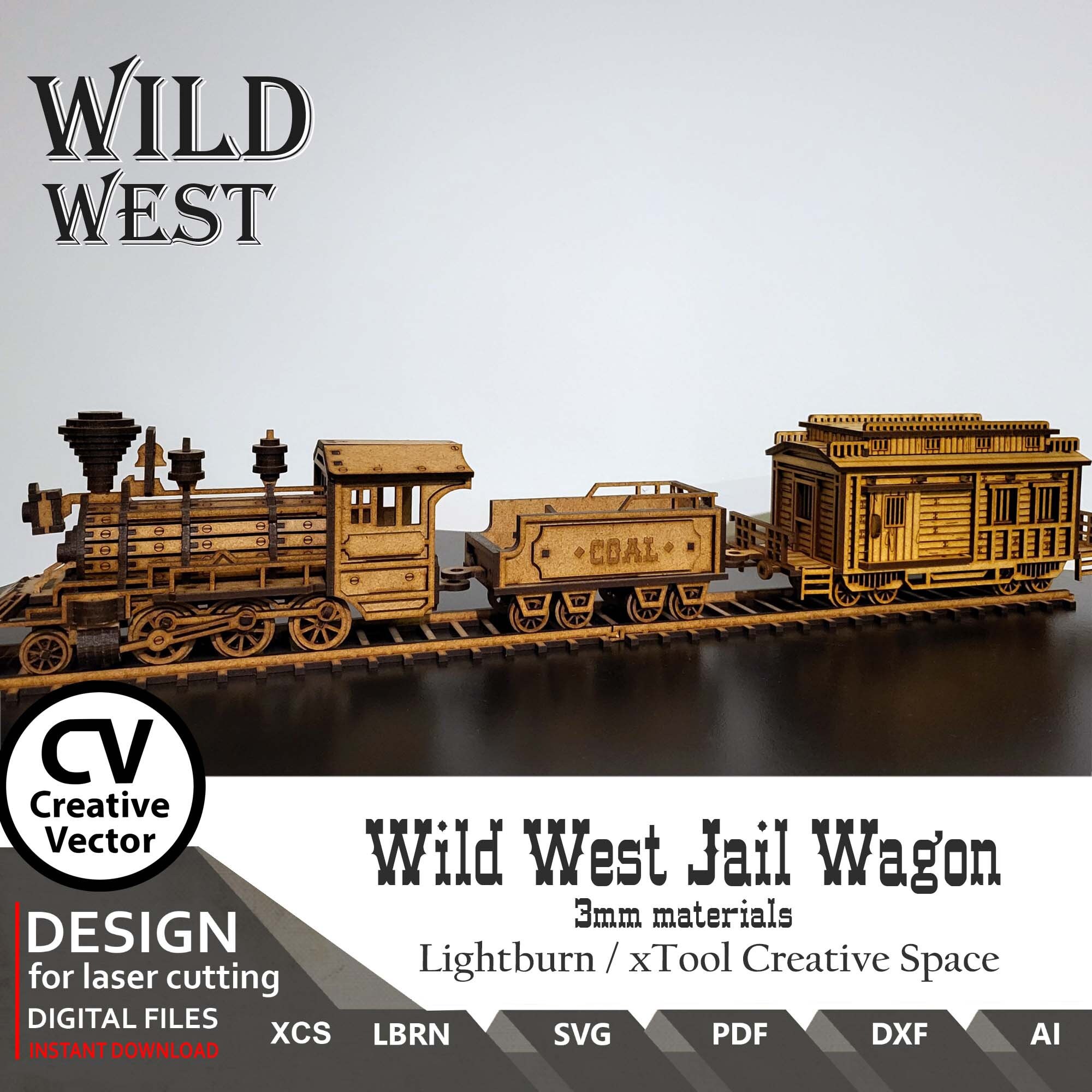 Wild West Jail Wagon Files for Laser Cut: 28-34mm Scale (digital ...
