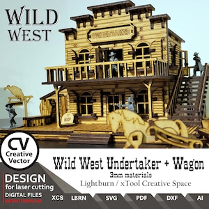 Wild West Undertaker & Wagon Files for Laser Cut: 28-34mm Scale ...