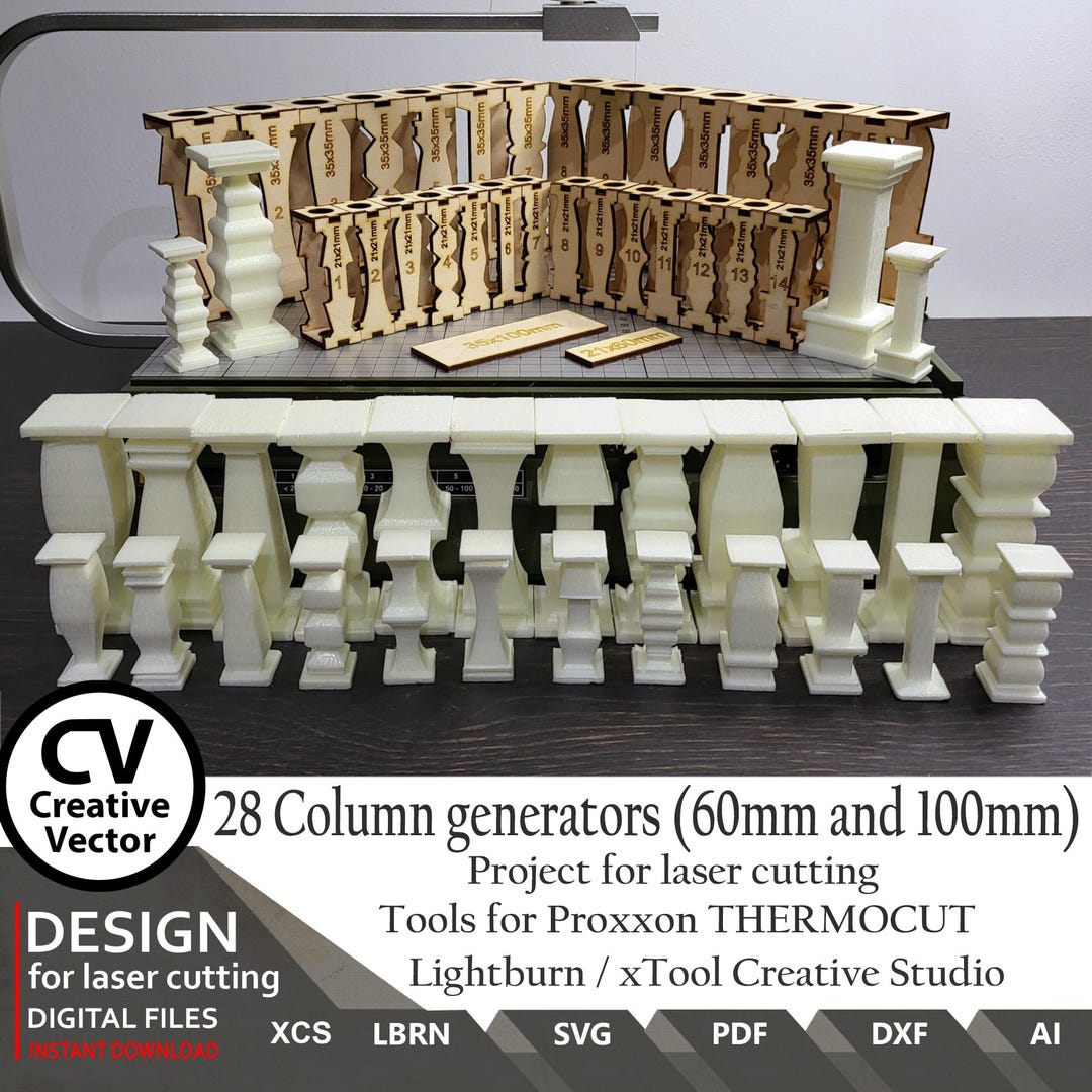 Column Generator Files for Laser Cut: 60mm & 100mm (SVG, XCS, Lightburn ...