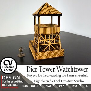 Files for Laser Cut Dice Tower Watchtower: 3mm SVG XCS DXF Ai (digital ...