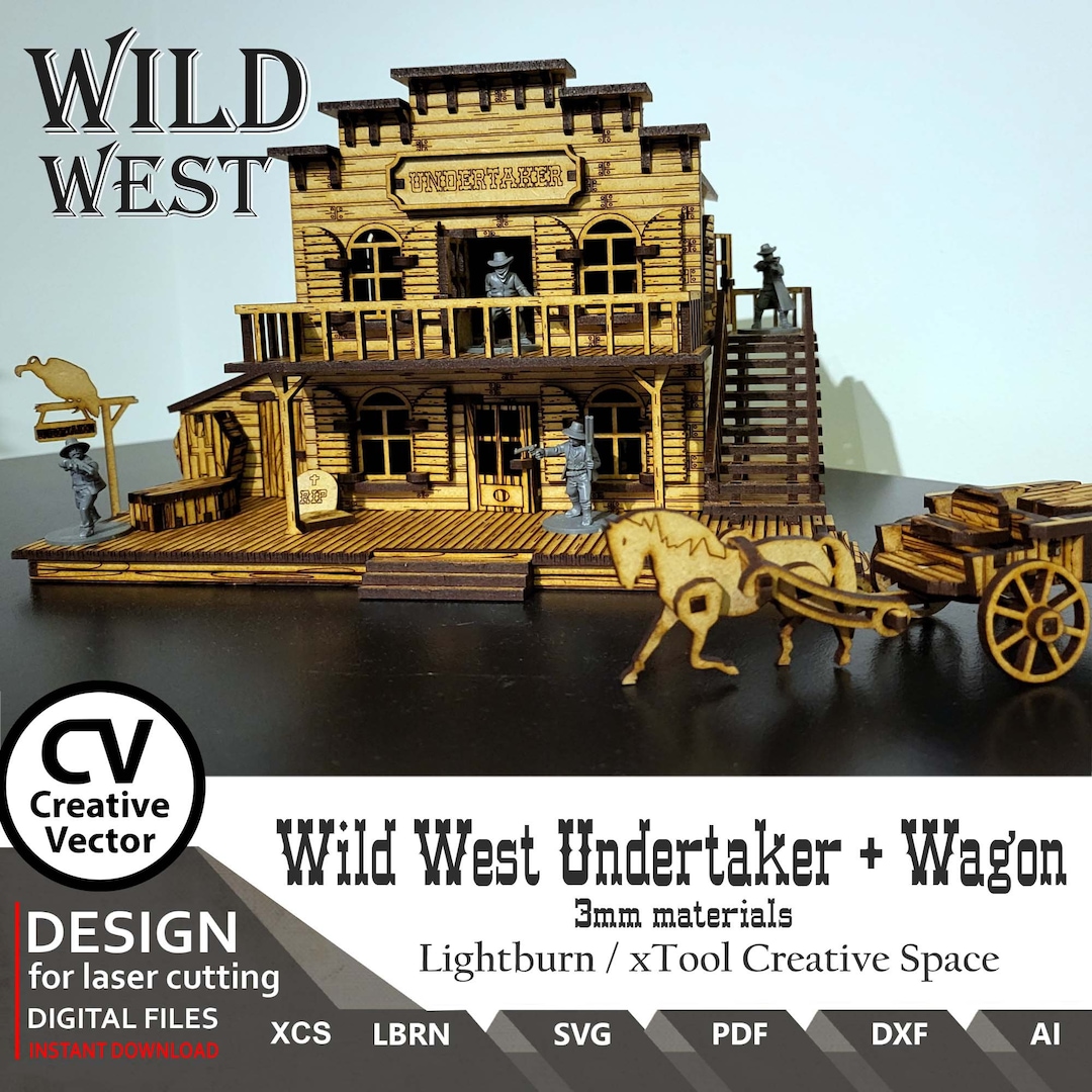Wild West Undertaker & Wagon Files for Laser Cut: 28-34mm Scale ...