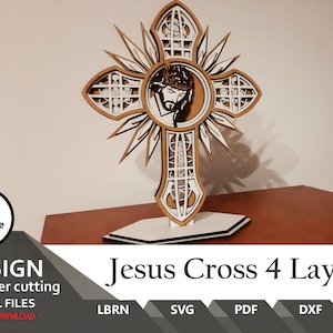 Jesus Cross | 4 Layers | SVG | DXF | PDF | Easy to Laser Cut | Vector ...