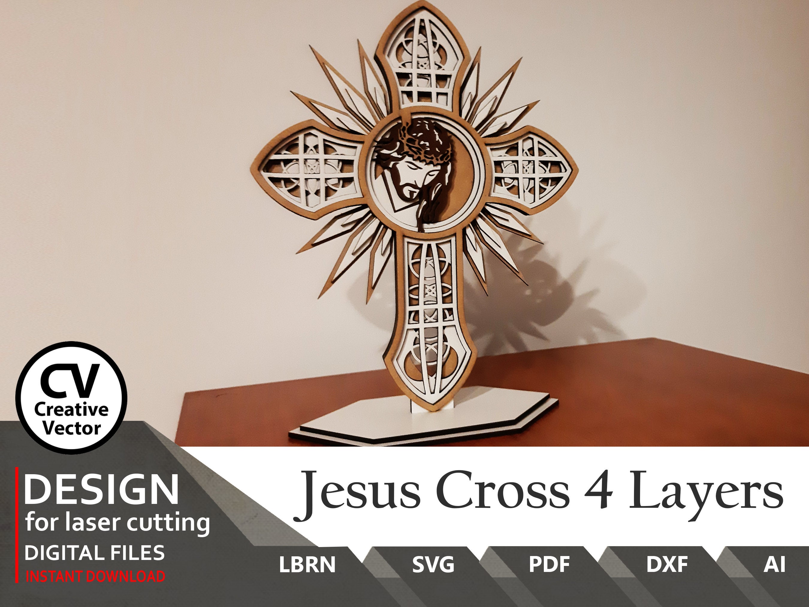 Jesus Cross 4 Layers SVG DXF PDF Easy to Laser Cut - Etsy
