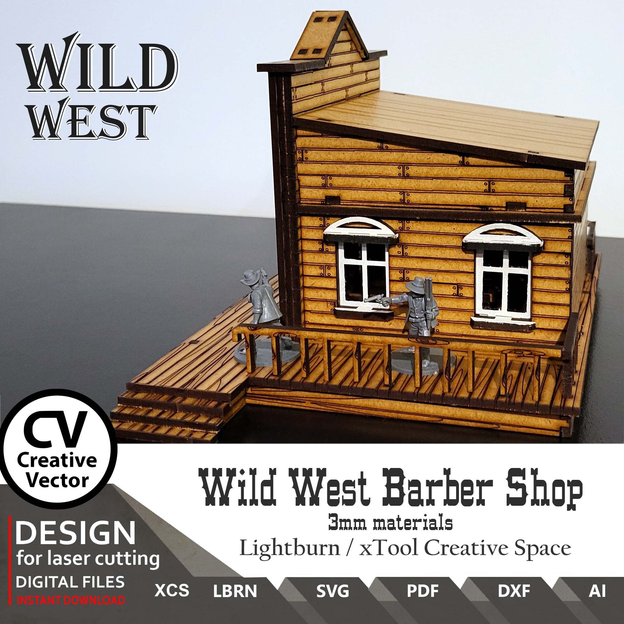 Wild West Barber Shop Miniature: Files for Laser Cut (scale 28-34mm) - Etsy
