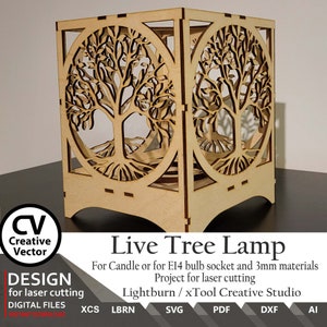 Live Tree Lamp | SVG | XCS | Ai | Lightburn | Easy to Laser Cut | DXF ...