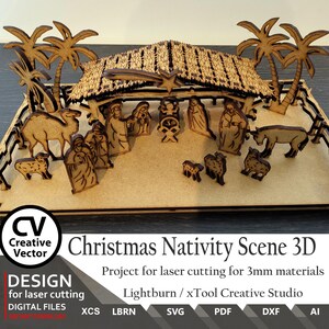 Files for Laser Cutting Christmas Nativity Scene 3D | SVG | XCS | DXF ...